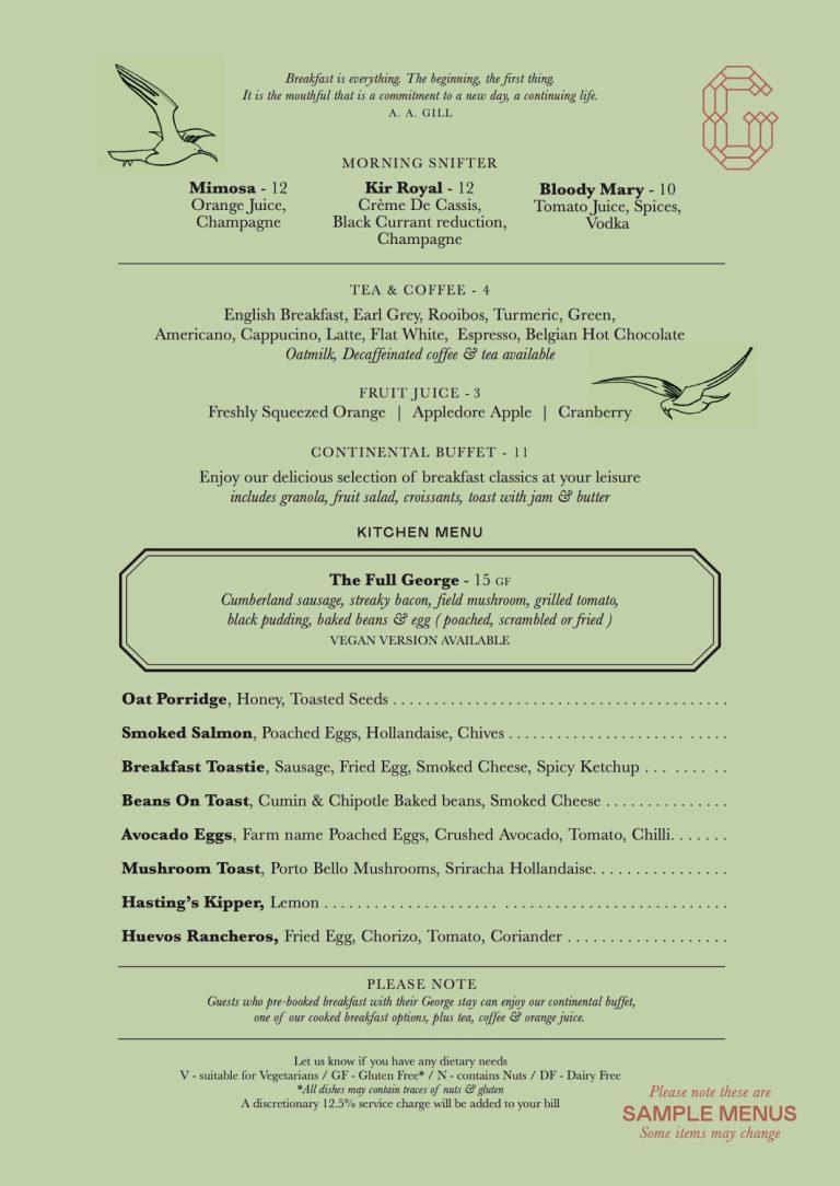 Breakfast, tea & coffee | The George Hotel In Rye